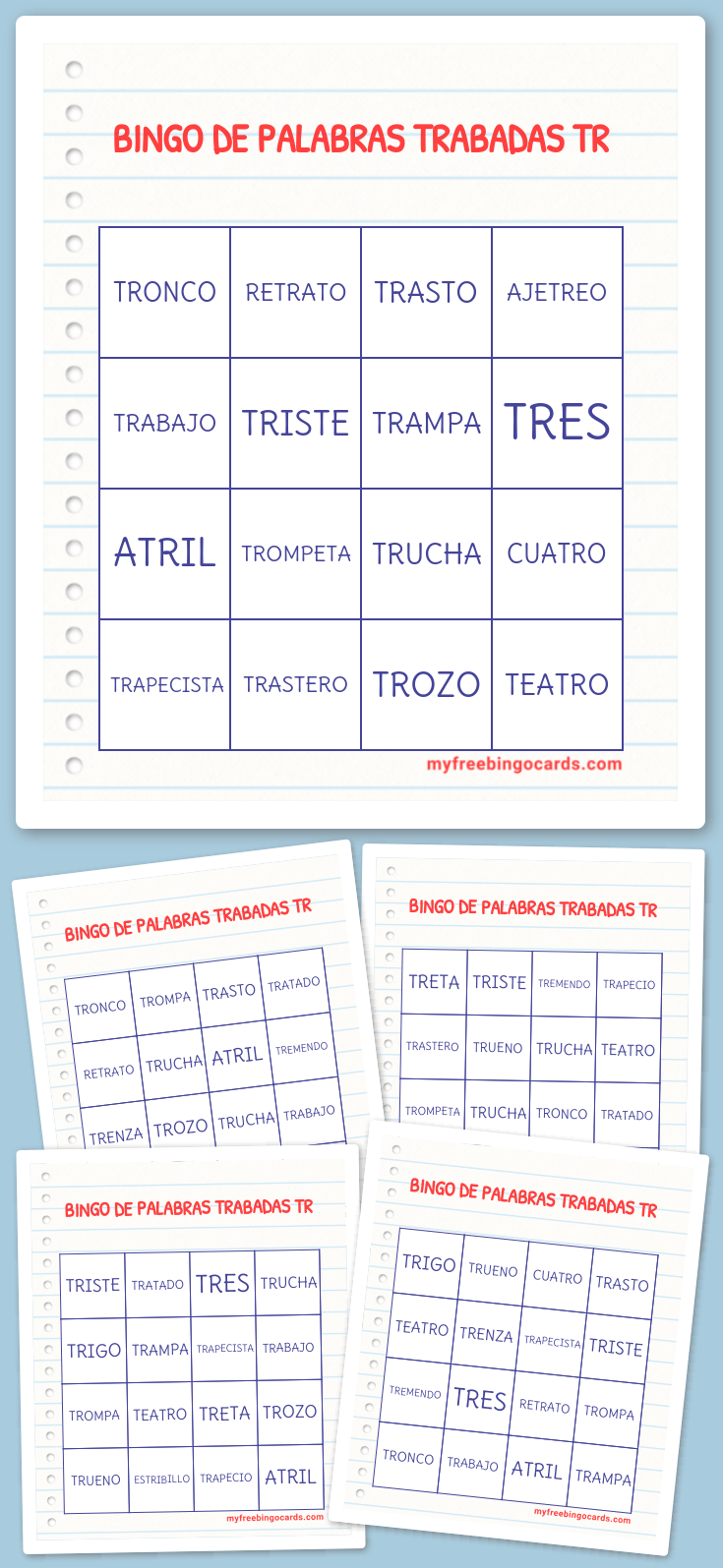 Virtual BINGO DE PALABRAS TRABADAS TR