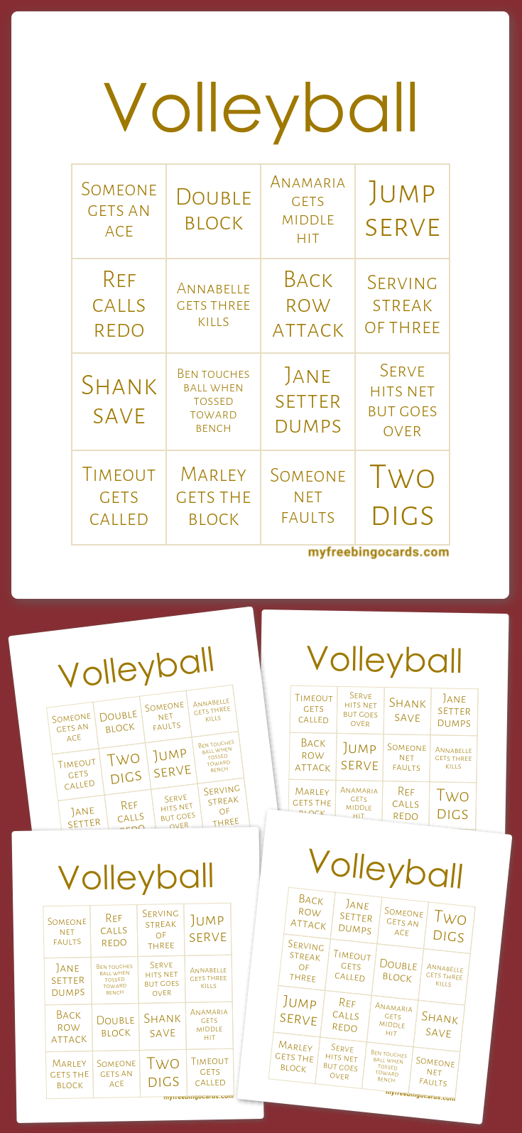 Virtual Volleyball Bingo