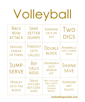 Volleyball Bingo