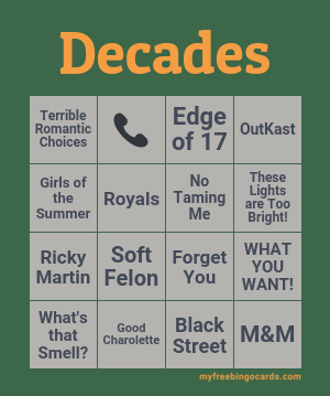 Decades Bingo