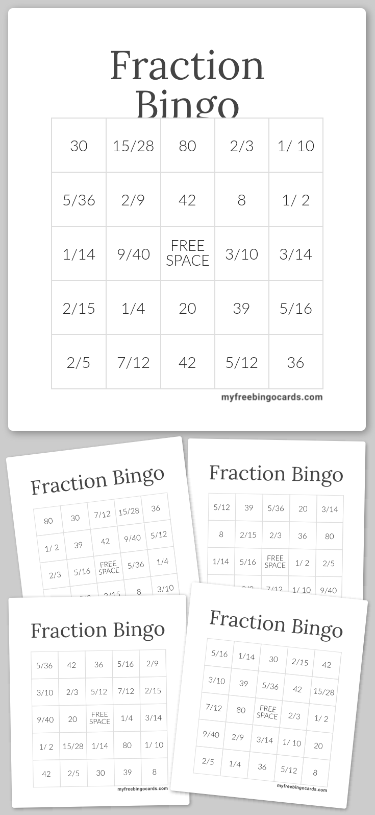 Virtual Fraction Bingo