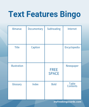Text Features Bingo