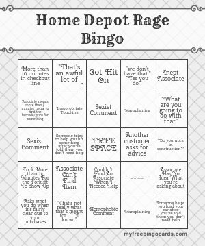 Home Depot Rage Bingo