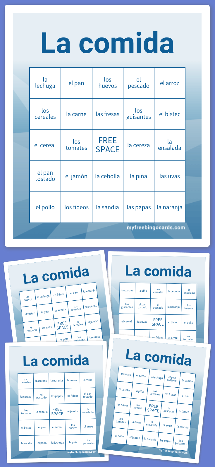 Virtual La comida Bingo