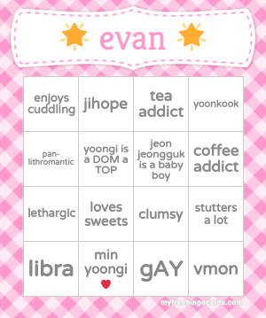 🌟 evan 🌟 bingo