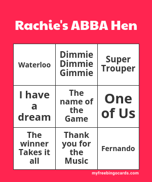 Rachie's ABBA Hen Bingo