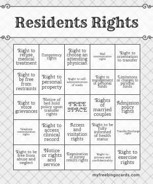 Residents Rights Bingo