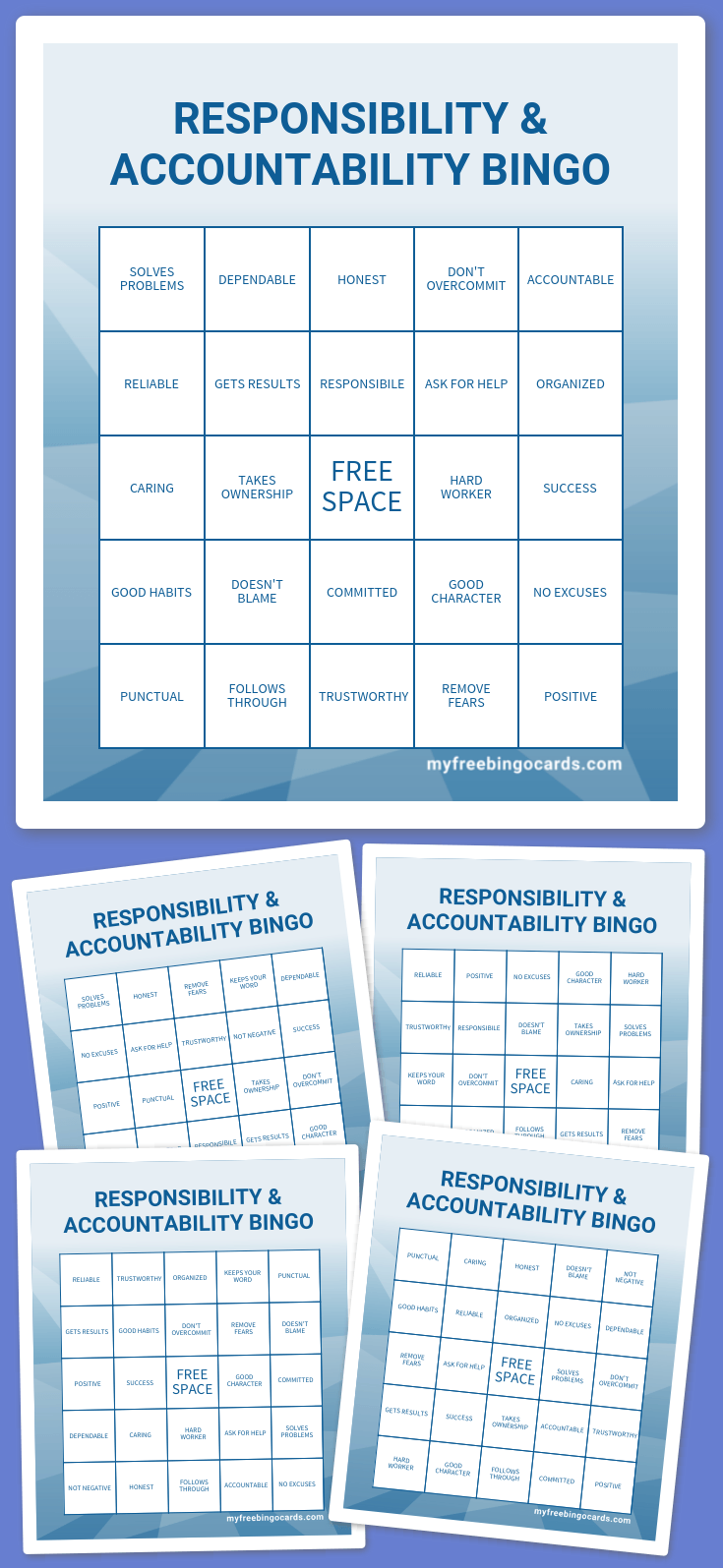 Virtual RESPONSIBILITY & ACCOUNTABILITY BINGO