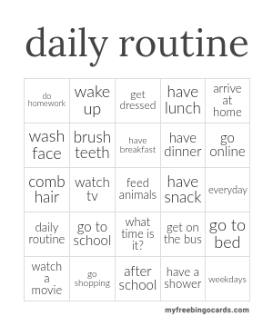 daily routine bingo
