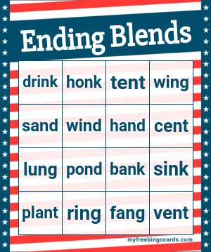 Ending Blends Bingo
