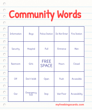 Community Words Bingo