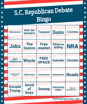 Print 100+ S.C. Republican Debate Bingo Cards