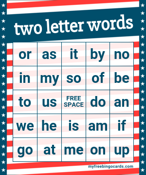 two letter words bingo