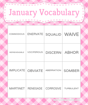 January Vocabulary Bingo