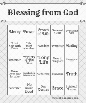 Print 100+ Blessing from God Bingo Cards