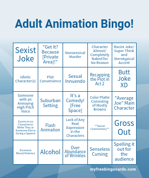 Print 100+ Adult Animation Bingo! Cards