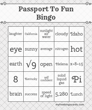 Passport To Fun Bingo