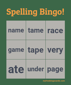 Print 100+ Spelling Bingo! Cards
