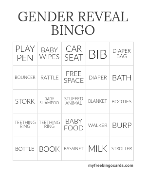 GENDER REVEAL BINGO