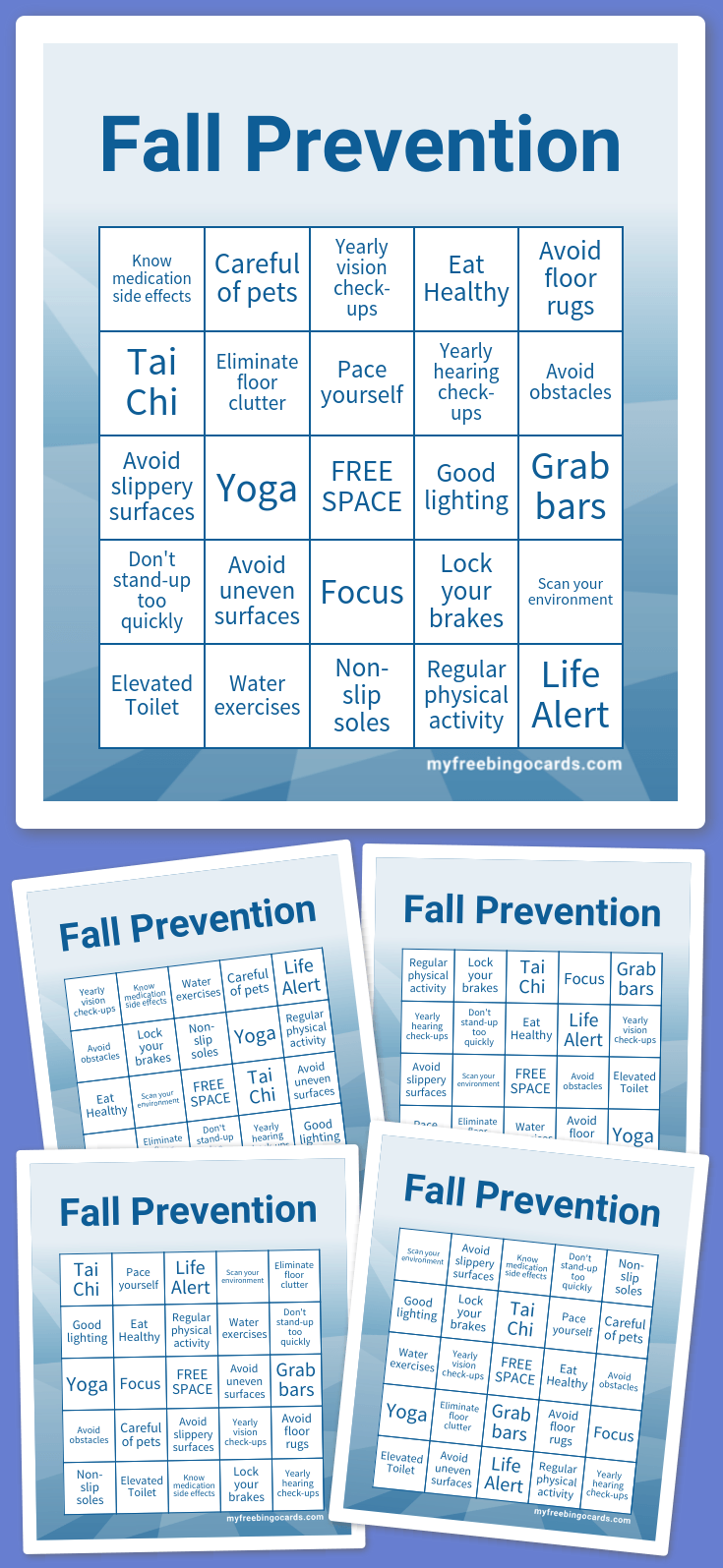 Virtual Fall Prevention Bingo