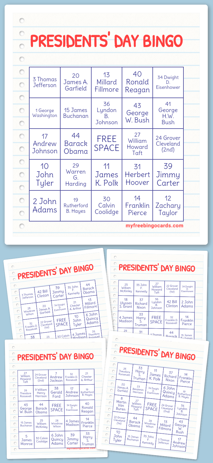 Virtual PRESIDENTS' DAY BINGO