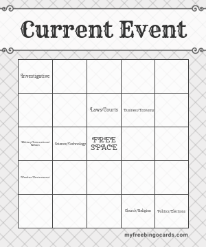 Current Event Bingo