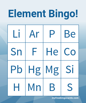 Print 100+ Element Bingo! Cards