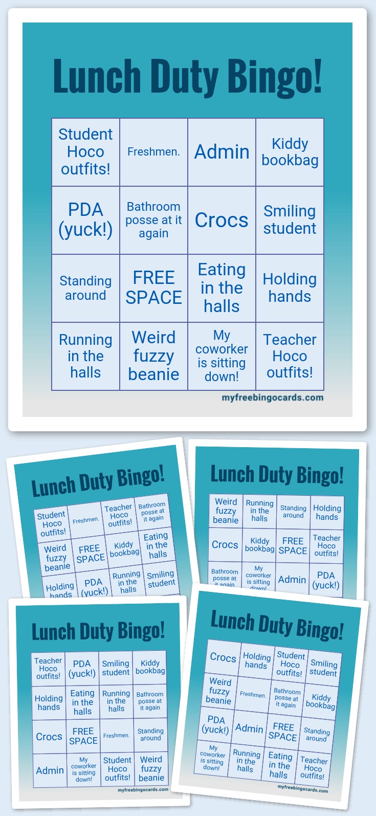 Virtual Lunch Duty Bingo!
