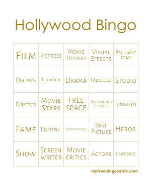 Print 100+ Hollywood Bingo Cards