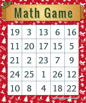 Math Game Bingo