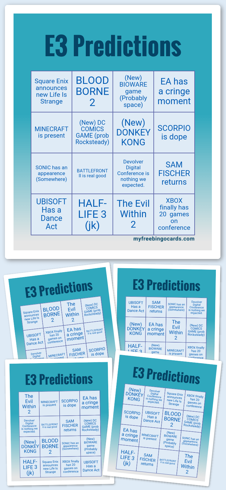 Virtual E3 Predictions Bingo