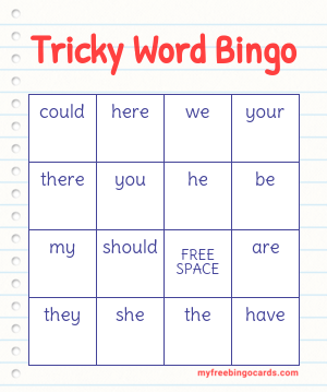 Tricky Word Bingo
