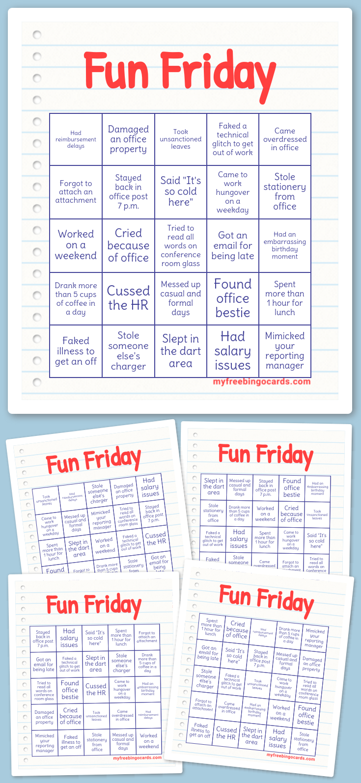 Virtual Fun Friday Bingo