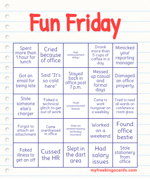 Fun Friday Bingo