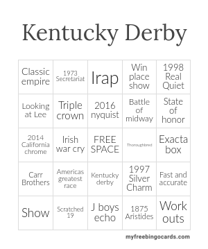 Kentucky Derby Bingo