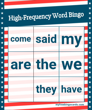 High-Frequency Word Bingo