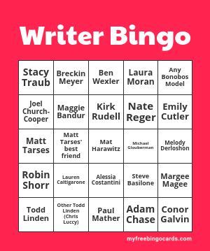 Writer Bingo