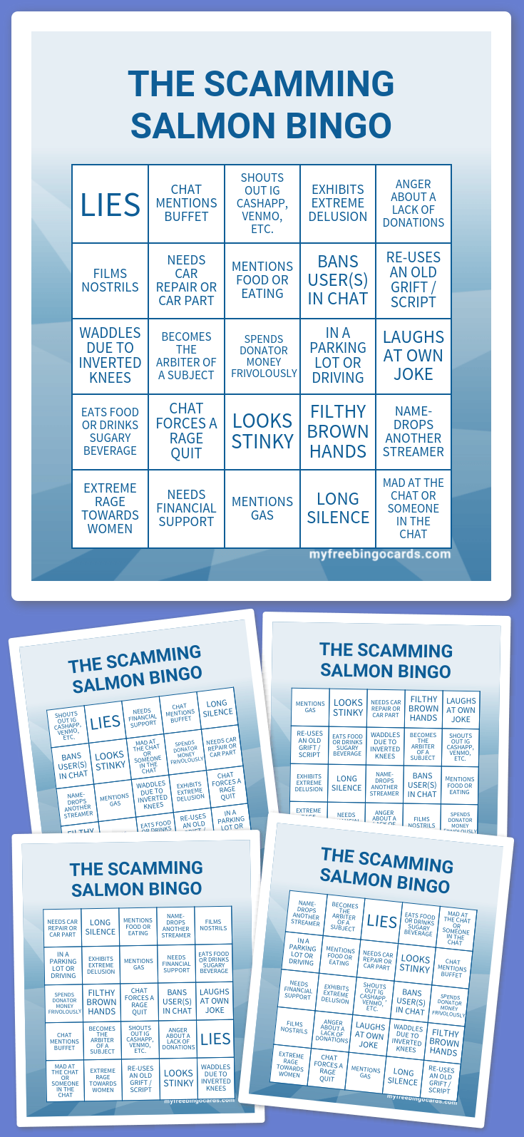 Virtual THE SCAMMING SALMON BINGO