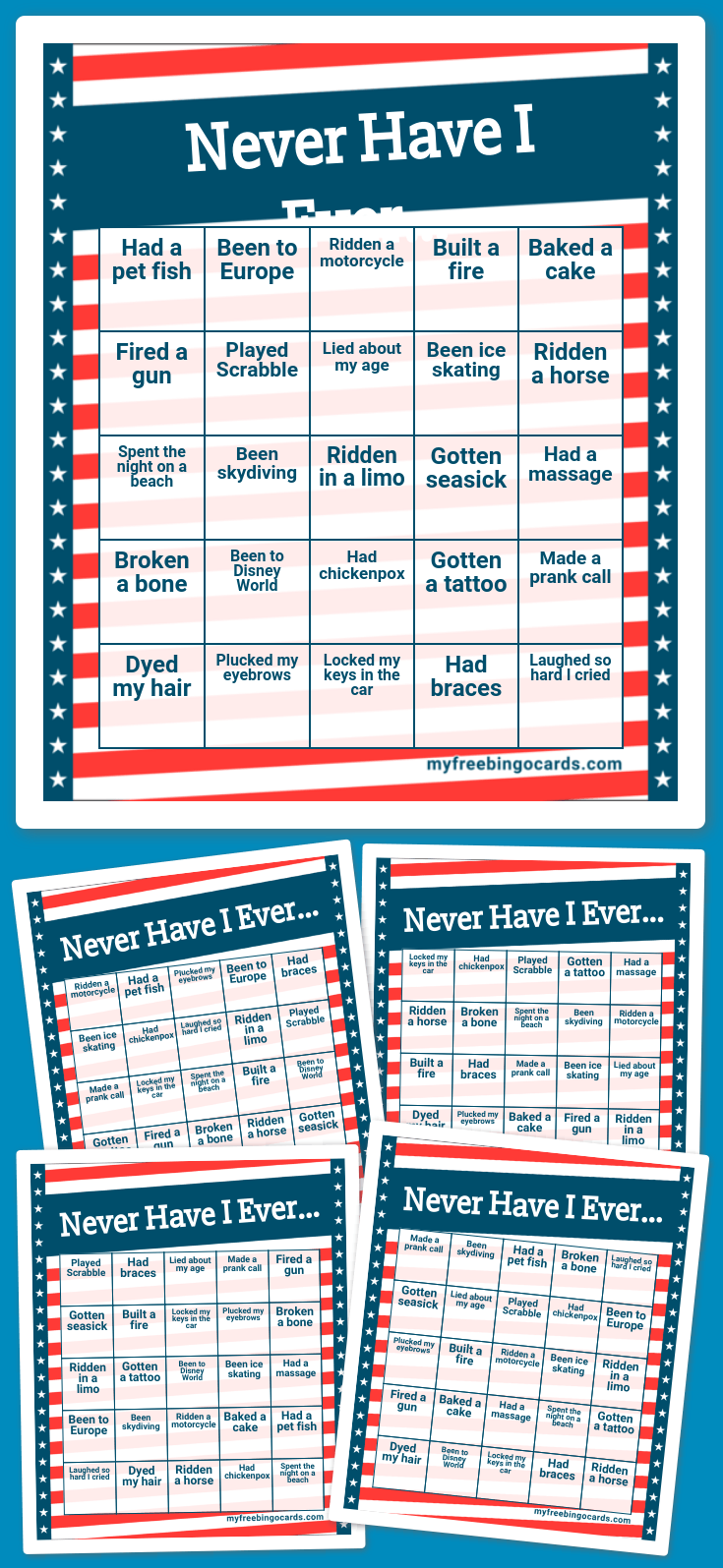 Virtual Never Have I Ever... Bingo