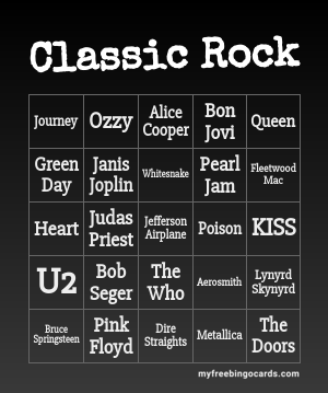 Classic Rock Bingo