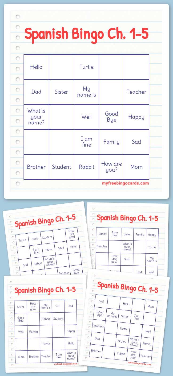 Virtual Spanish Bingo Ch. 1-5