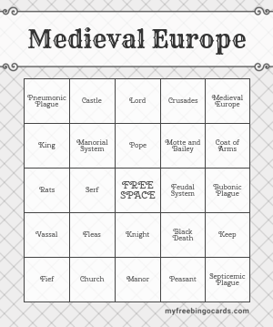 Medieval Europe Bingo