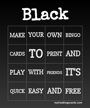 Print 100+ Black Bingo Cards