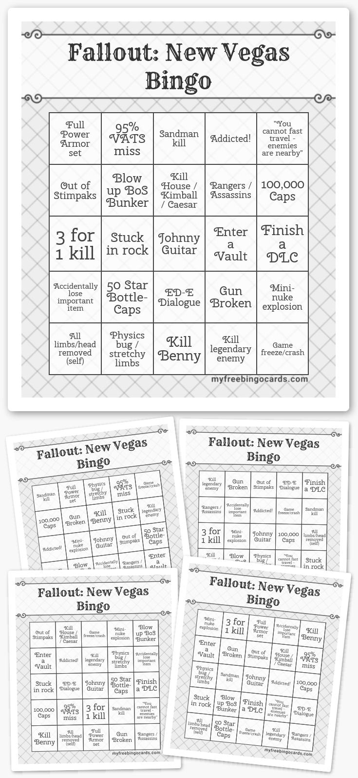 Virtual Fallout: New Vegas Bingo