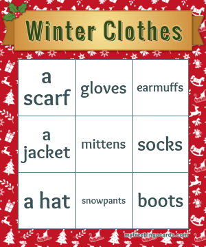 Winter Clothes Bingo