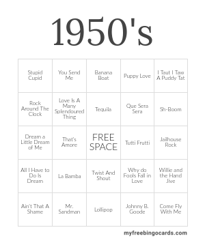 1950's bingo