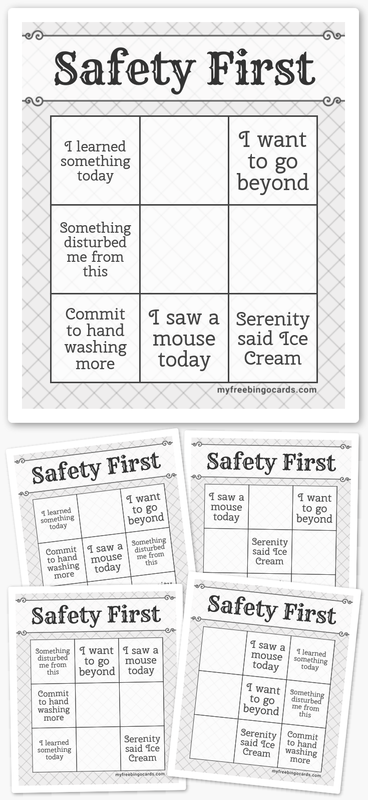 Virtual Safety First Bingo