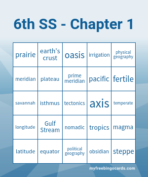 6th SS - Chapter 1 Bingo