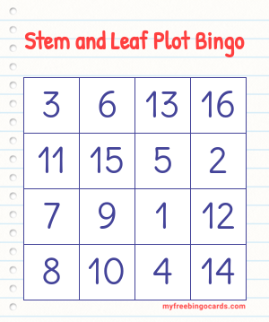 Stem and Leaf Plot Bingo