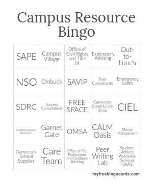 Campus Resource Bingo